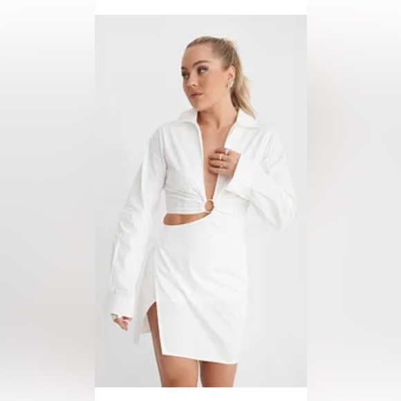 Naked Wardrobe Dresses Sexy Chic White Mini Shirt Dress Open Side Poshmark